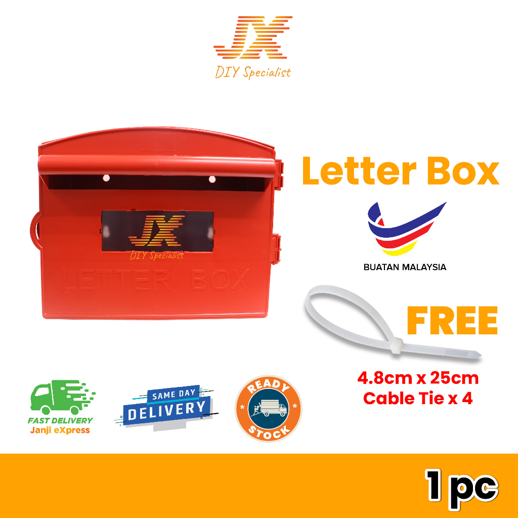 Red PVC Post Letter Box Red Plastic Mail Box Peti Surat Plastik Merah ...