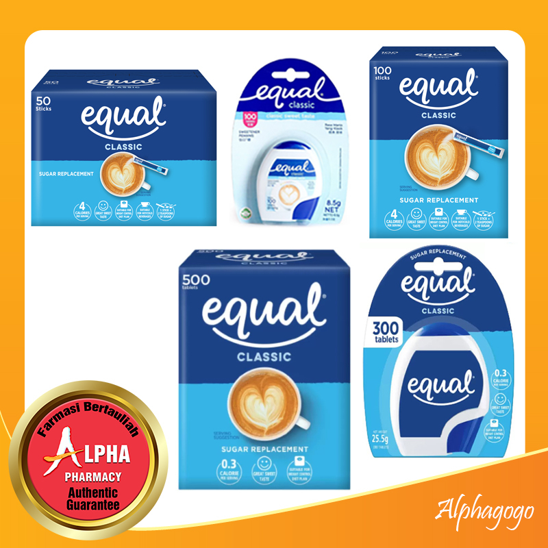 Equal Classic Sweetener (100 Tablets/300 Tablets/500 Tablets/50 Sticks ...