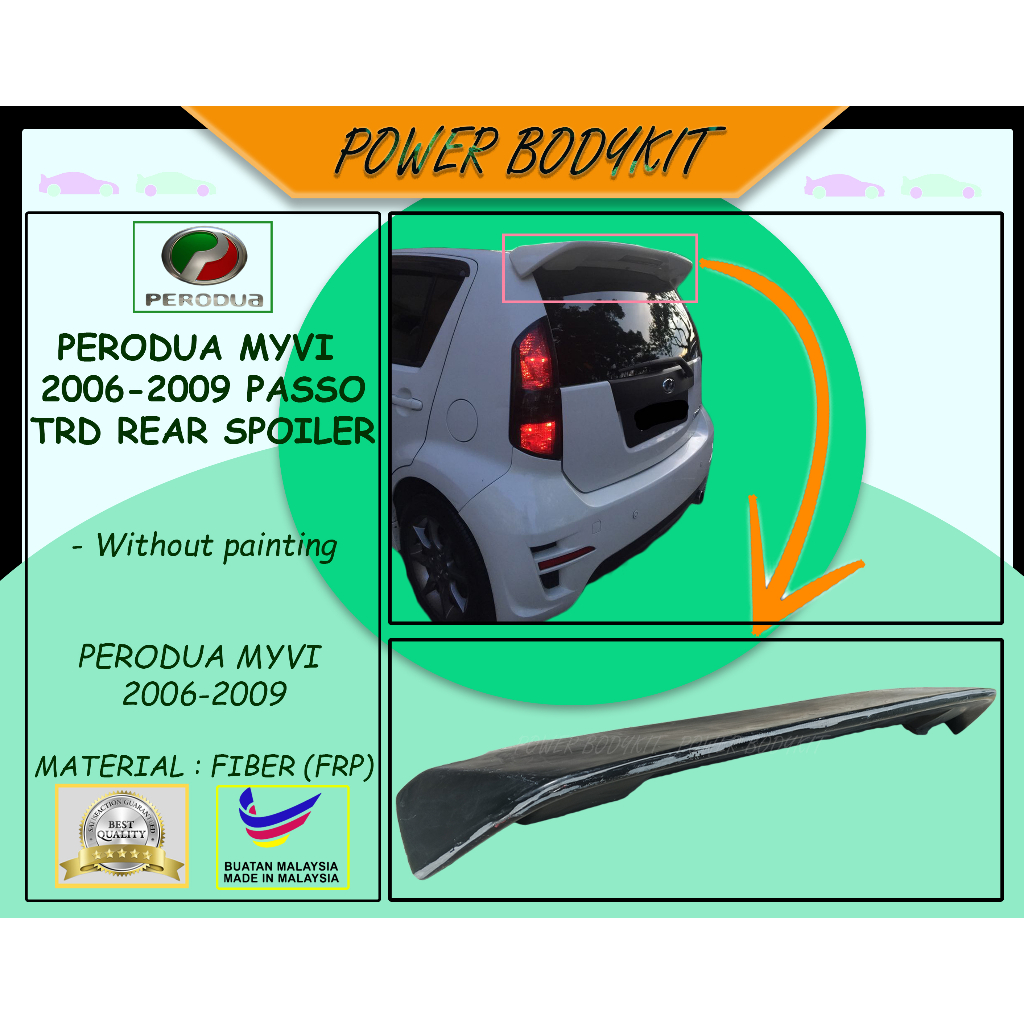 Perodua Myvi 2006-2009 Passo TRD Rear Spoiler Myvi SE 1 Myvi SE 2 2006 ...