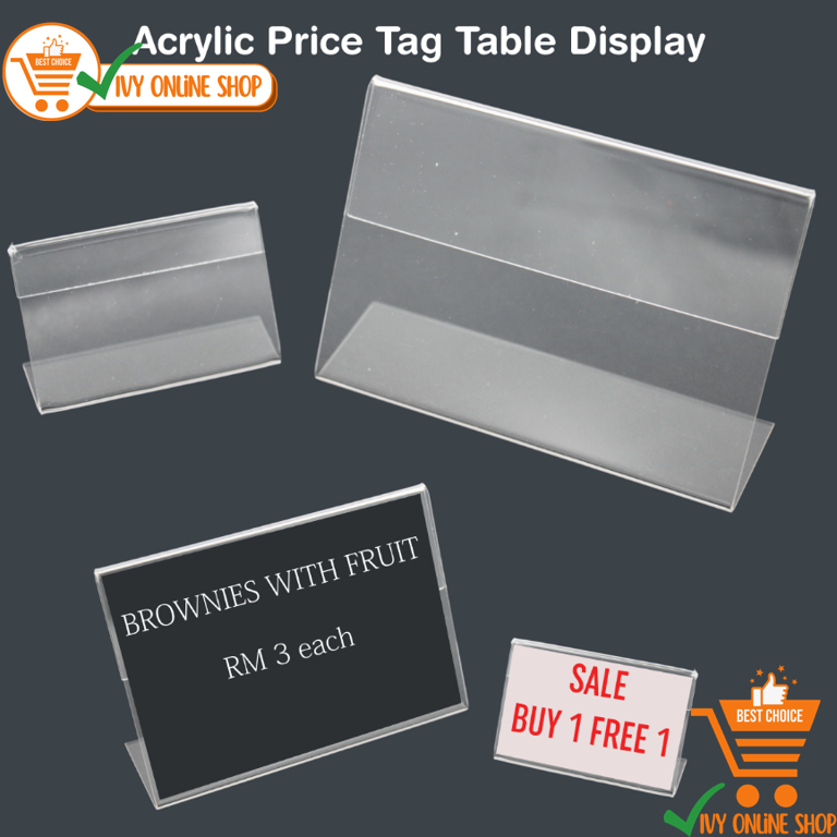 Harga Tanda Counter Display Acrylic Transparent (Acrylic Price Tag ...