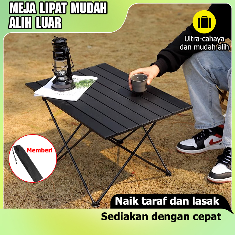 HITAM Portable Aluminum Alloy Folding Table Black Folding Table Outdoor ...