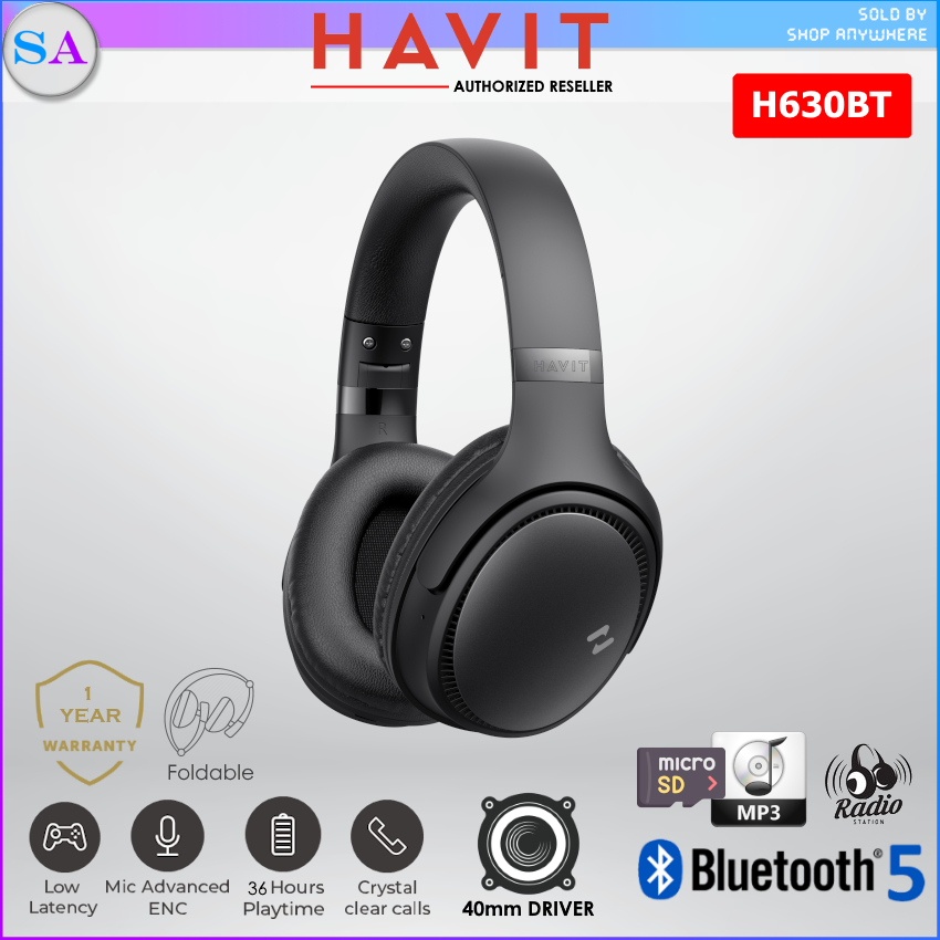 HAVIT H630BT Wireless Foldable Bluetooth Headphone With Mic | Shopee Singapore