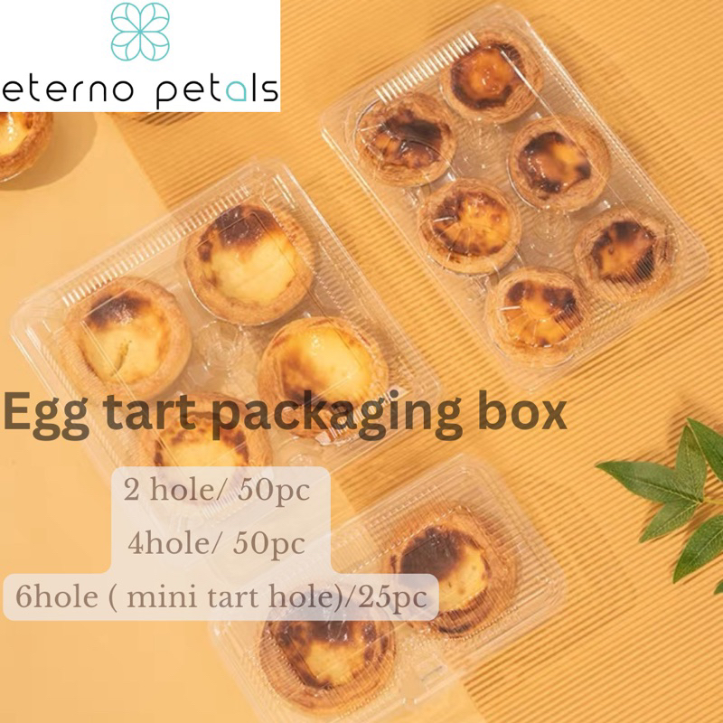 50PSC 2/4cavity& 25psc 6cavity Egg Tart box Transperant/Disposable ...