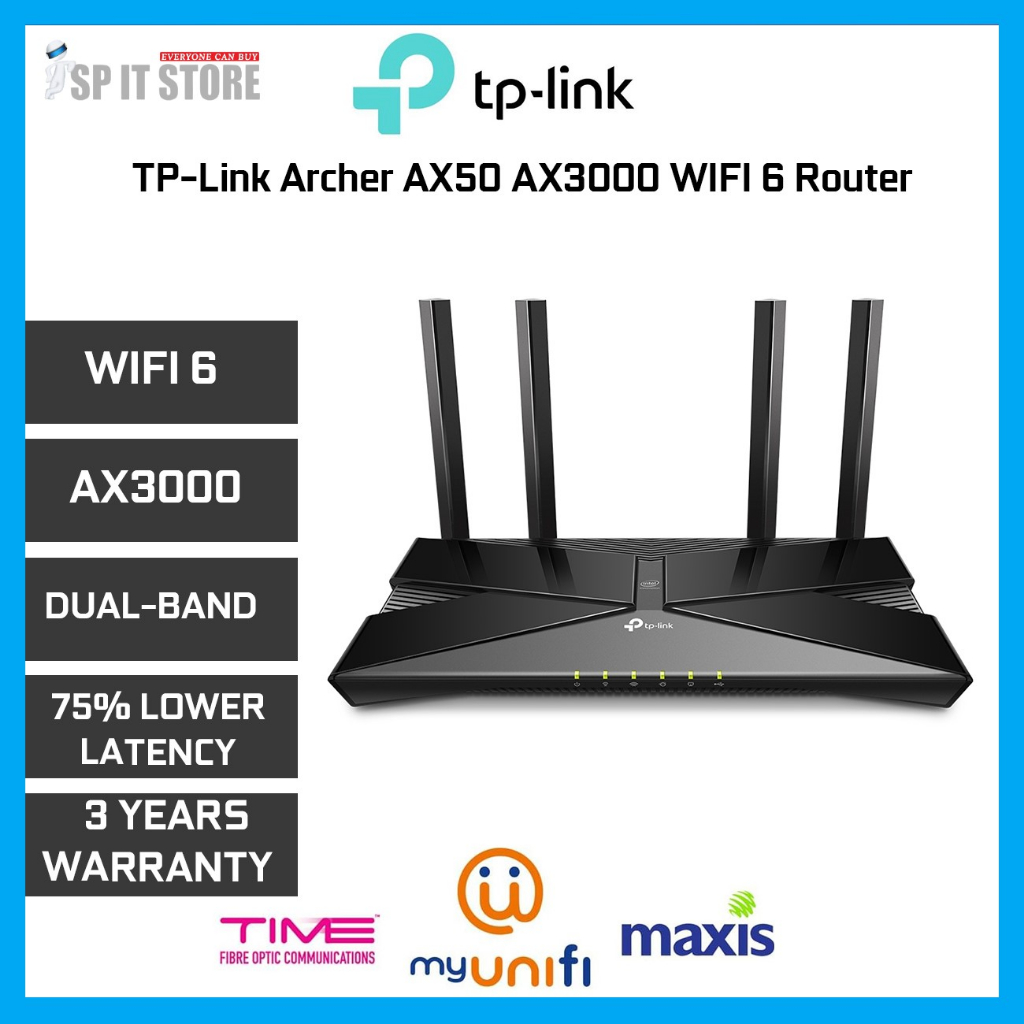 TP-LINK ARCHER AX50 AX3000 WIFI 6 ROUTER | Shopee Singapore
