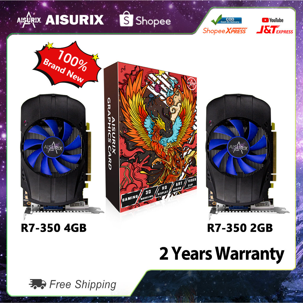 AISURIX R7 350 2GB 4GB Graphics Card AMD Radeon Computer GPU Video Card ...