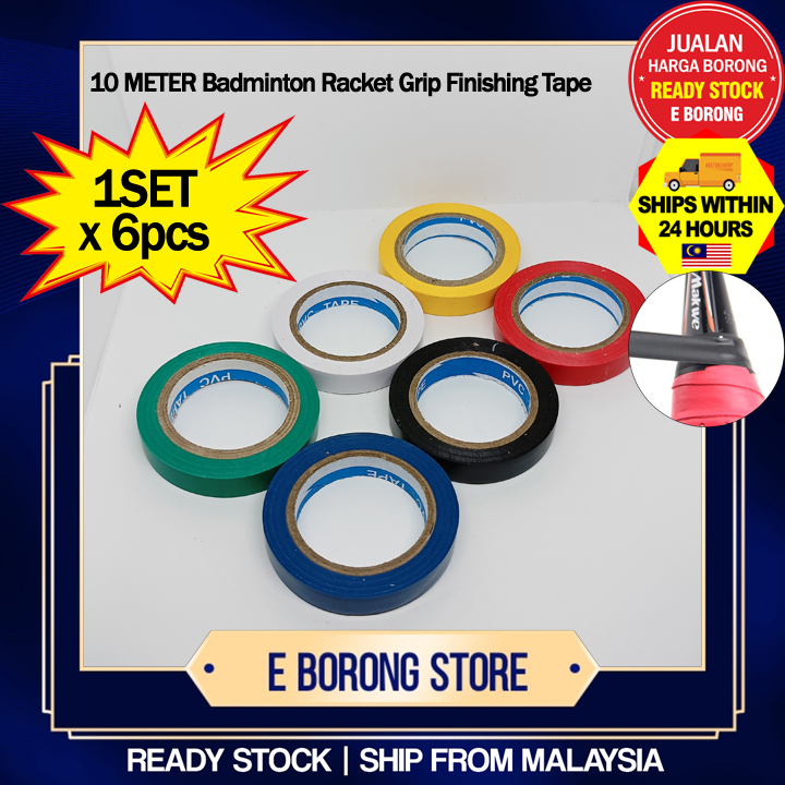 1SET x 10pcs ( 10 METER Badminton Racket Grip Finishing Tape ) | Shopee ...