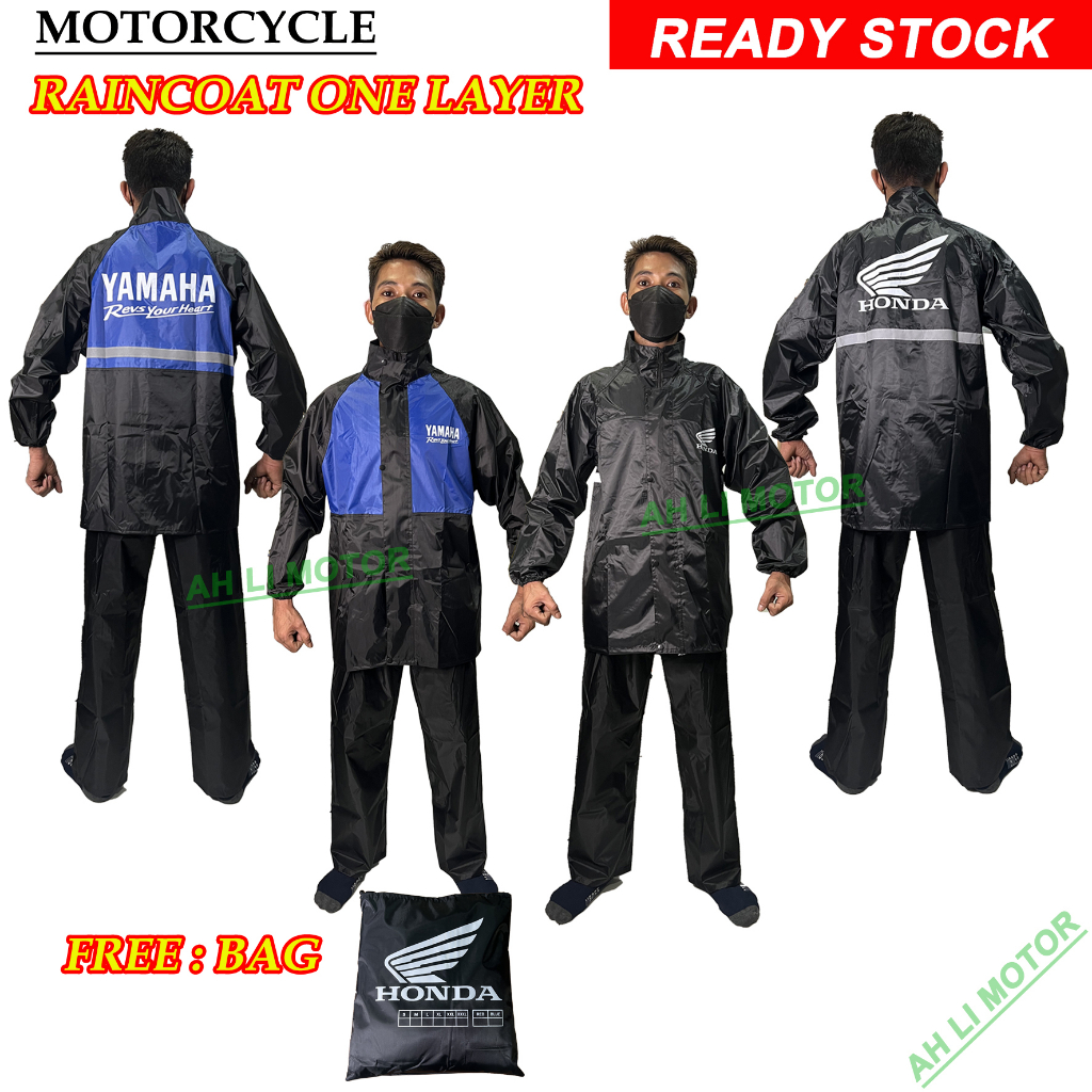 yamaha (Blue) / Honda (Black) One Layer Raincoat with Pants / Rain Coat ...
