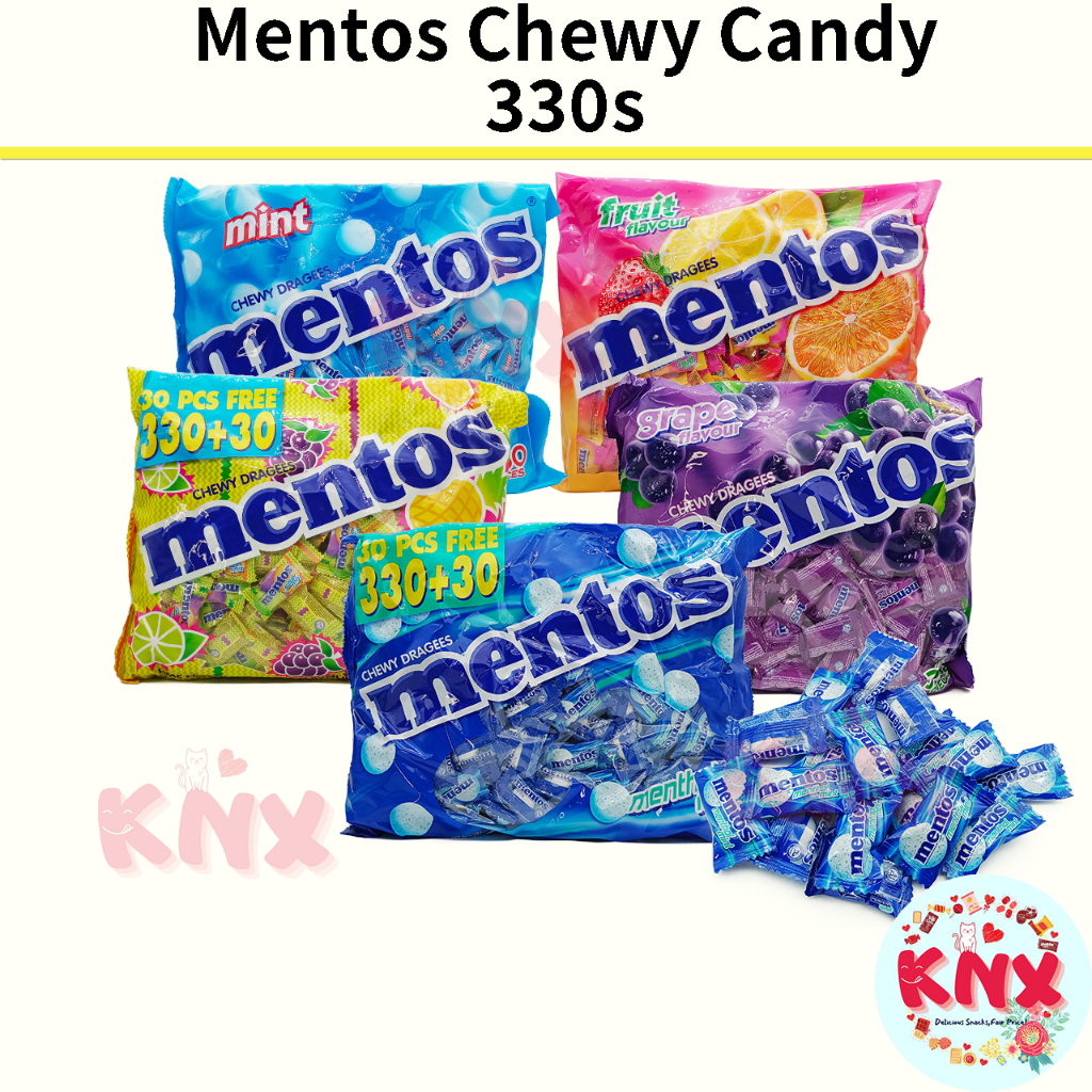 Mentos Menthol Mint Grape Sour Mix Fruit Chewy Dragees 330pcs | Shopee ...