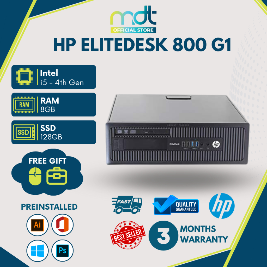 HP Elitedesk 800 G1 / G2 Quad Core 8GB RAM, 128GB / 256GB SSD Win10 Pro ...