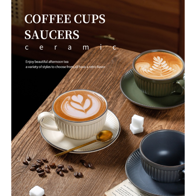 Ins Ceramic Coffee Cup And Saucer Vintage Coffee Cup And Saucer Matte ...