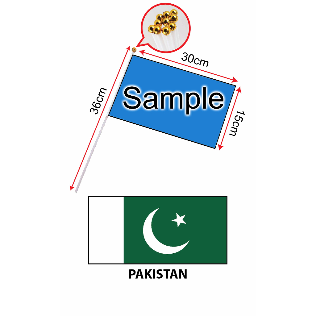 Pakistan Hand Flag With Stick (15x30cm)/ Bendera Tangan Dunia Pakistan ...