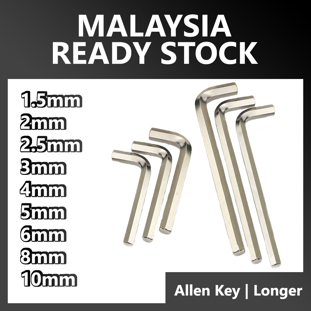 Allen Key 1 Piece Size 1.5mm 2mm 2.5mm 3mm 4mm 5mm 6mm 8mm 10mm Long Longer | Shopee Singapore
