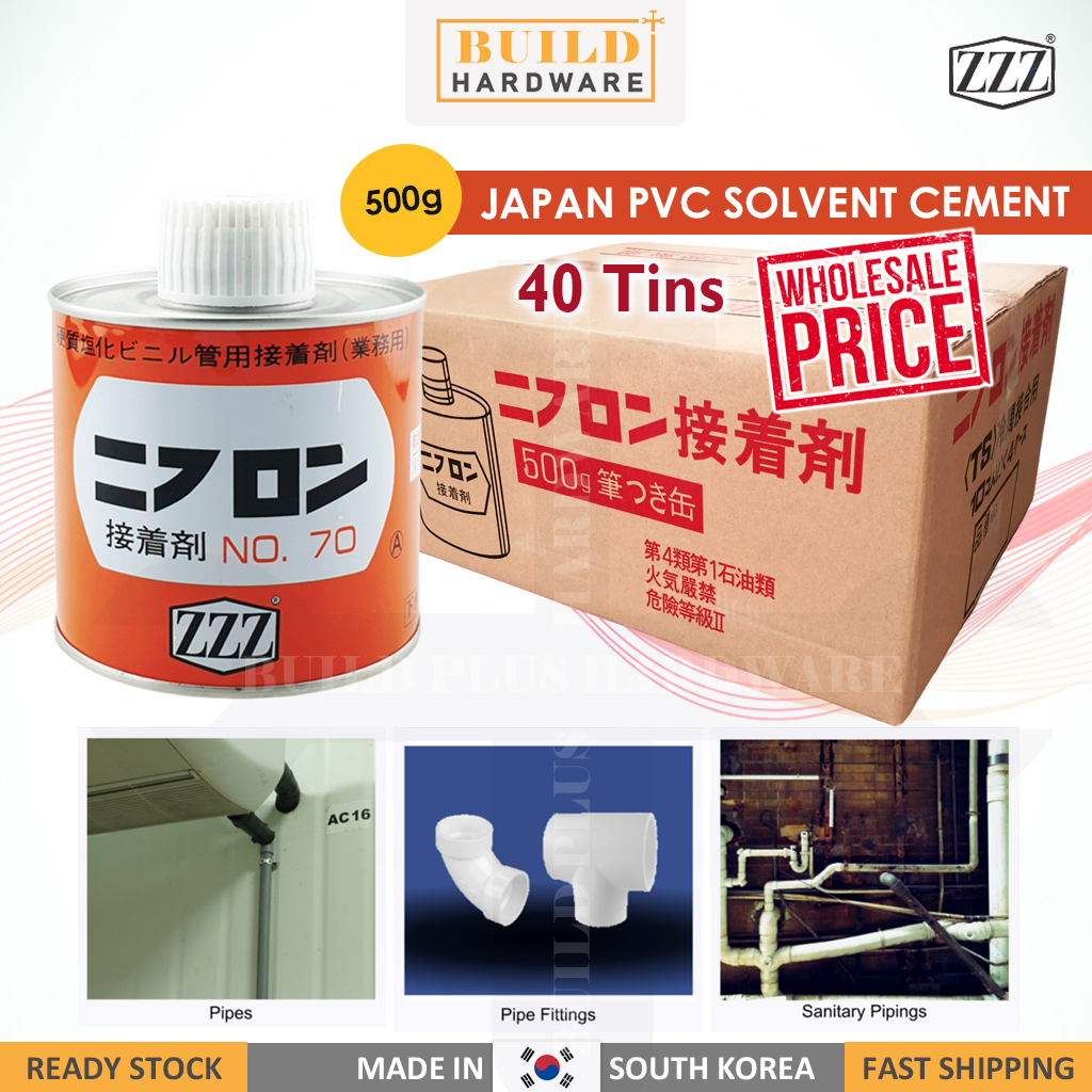 ZZZ 500g x 40 Tins Japan PVC Glue No.70 Pipe Glue Solvent Cement Gum ...