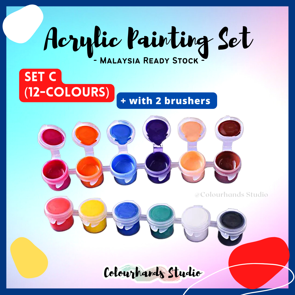 Colourhands】 Acrylic Colour Paint Set Non Toxic Acrylic Paint Set 3ml ...