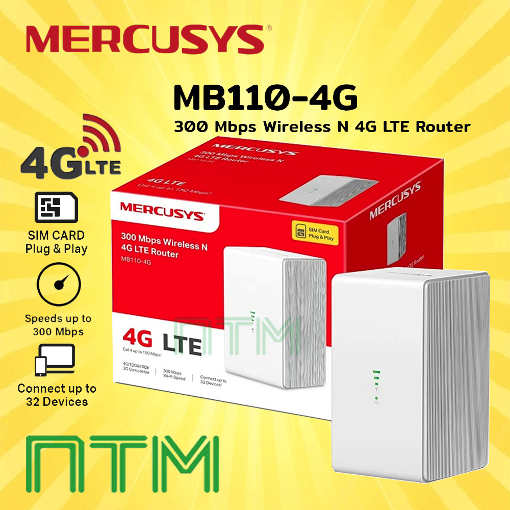 Mercusys MB110 4G 300 Mbps Wireless N 4G LTE Router SIM CARD ROUTER 300 ...