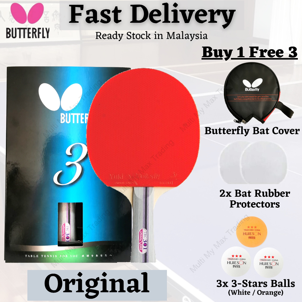 Butterfly TBC301 Ping Pong Bat (Buy 1 free 3 items) | Shopee Singapore