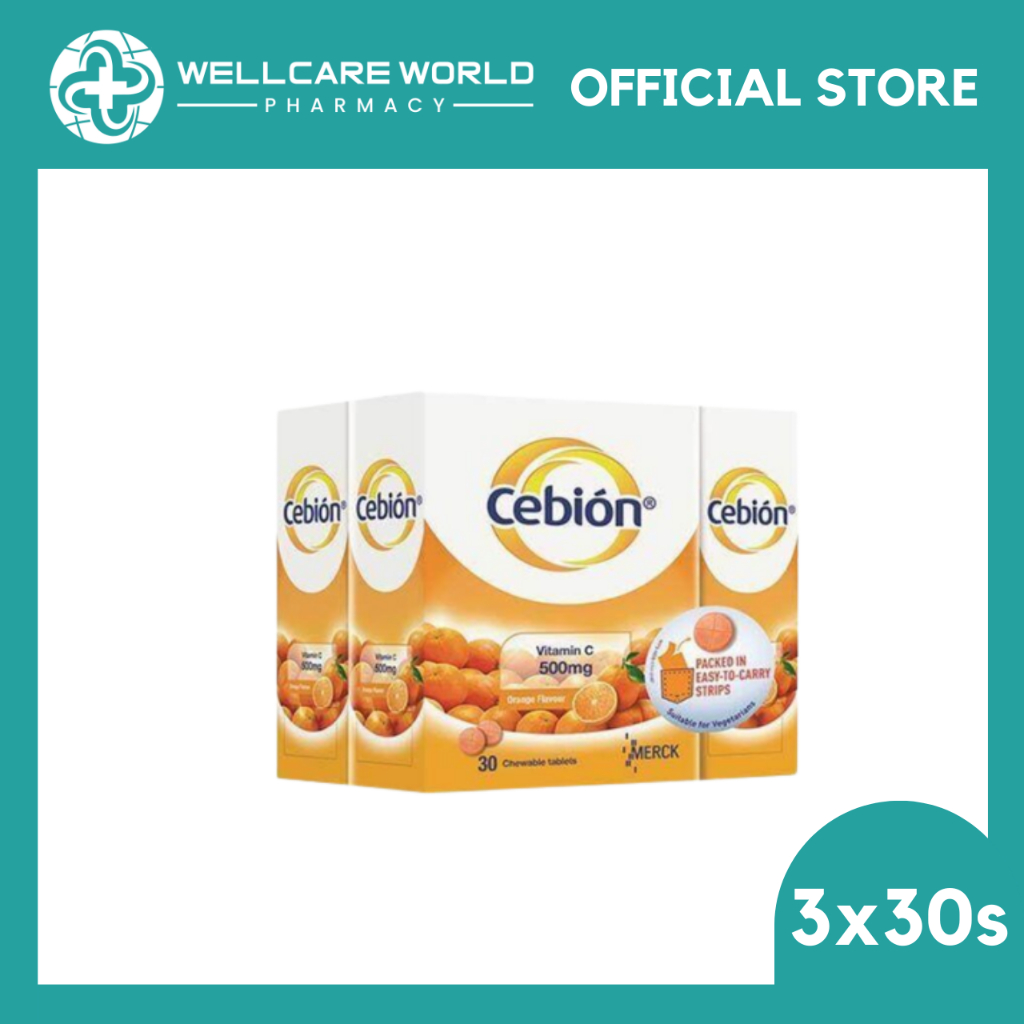 Cebion Vitamin C 500mg Chewable Tablet 3x30s (Box) | Shopee Singapore
