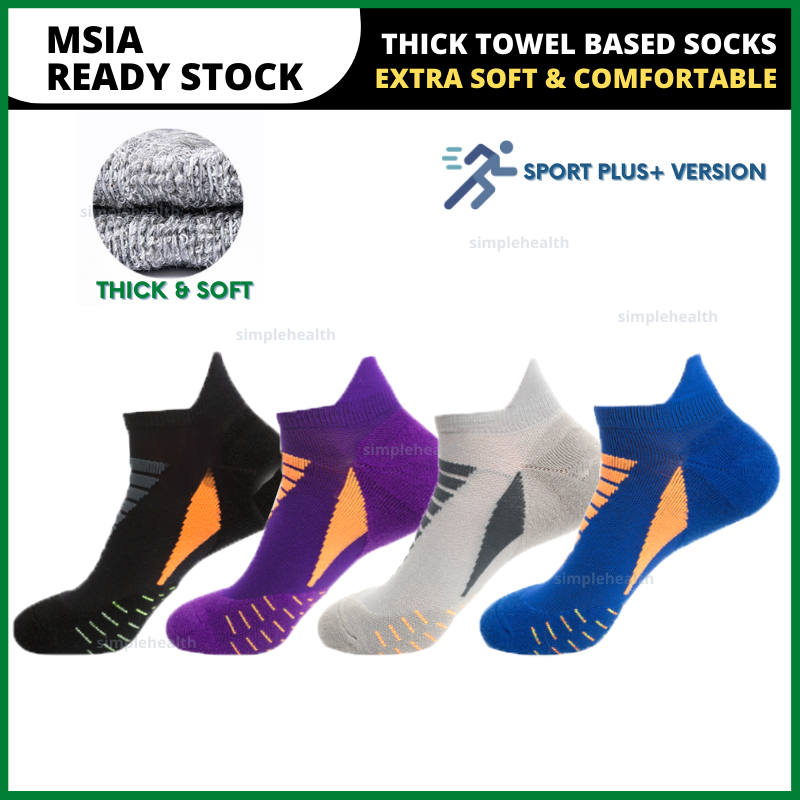 Stokin Tebal Premium Soft Thick Ankle Sport Socks Futsal Stoking Pendek ...