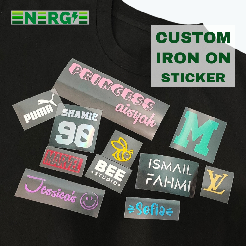 ENERGIE Iron On Sticker Custom Sticker Baju Stiker Baju Iron Heat ...