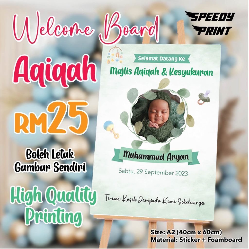 Welcome Board Aqiqah / Majlis Kesyukuran / Welcome Board / Sticker ...