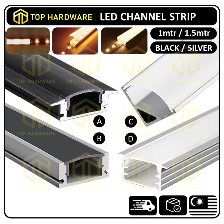 TOP (1M/1.5M) LED Channel Strip Light Aluminium Casing V Profile Track ...