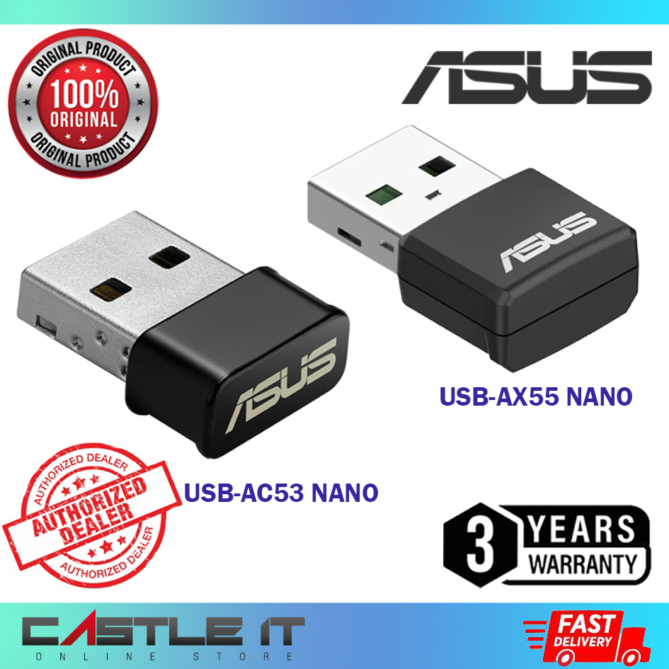 ASUS USB-AC53 NANO / USB-AX55 NANO WiFi 6 Dual Band USB Adapter (AC1200 ...