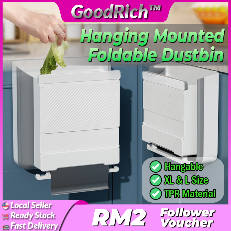 Hanging Foldable Dustbin Trash Can Waste Bin Large Kitchen Cabinet Door ...