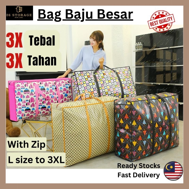 Large Travel Waterproof Zip Storage Bag Beg Tebal Guni Besar Berzip ...
