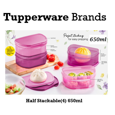 TUPPERWARE Half Fridge Stackable 650ml (4pcs) | Shopee Singapore