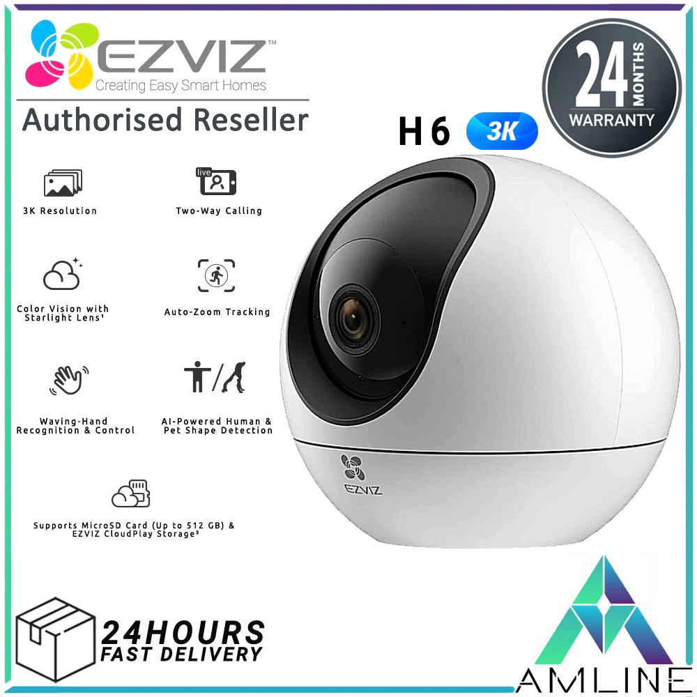 Ezviz H6 3K Smart Home Wi-Fi Camera Type C Waving-Hand Recognition & Control Indoor Auto-Zoom ...
