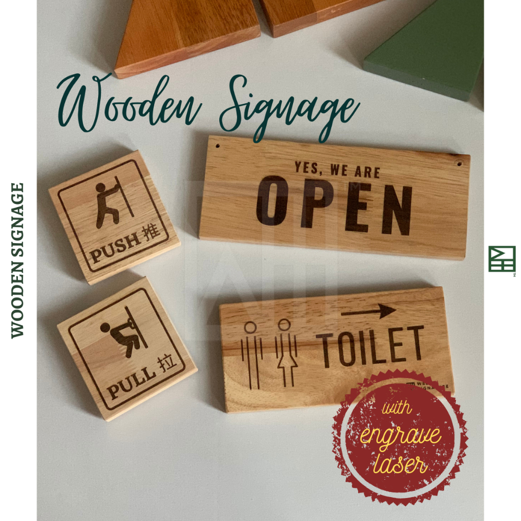 Wee Signature - Wooden Signage Rubber Wood |Open Closed Sign | Door ...