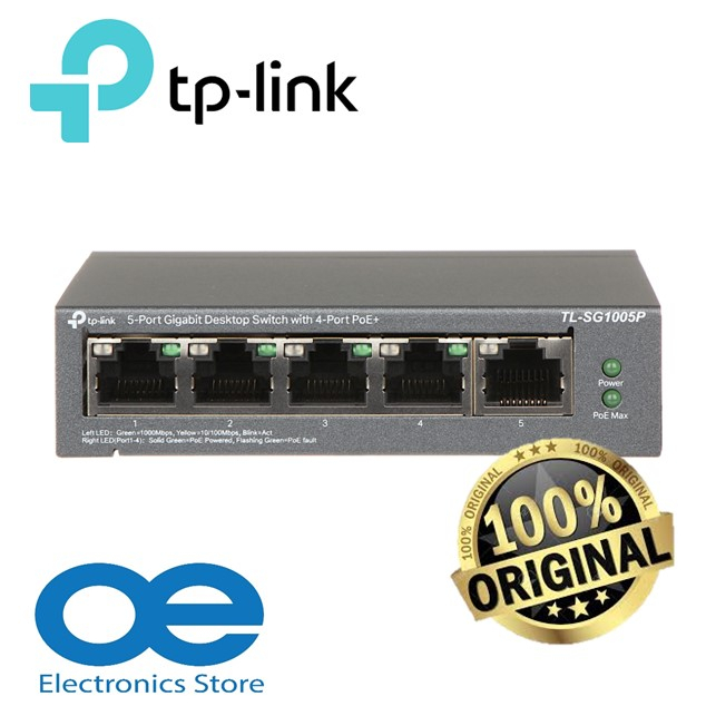 TP-LINK TL-SG1005P Network 5 Port Gigabit Desktop Switch With 4 Port PoE network Switch | Shopee ...