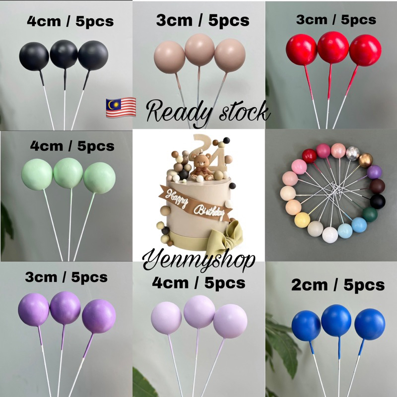 Gold Ball Cake Decoration | Silver Pink Blue Yellow White Red Black ...