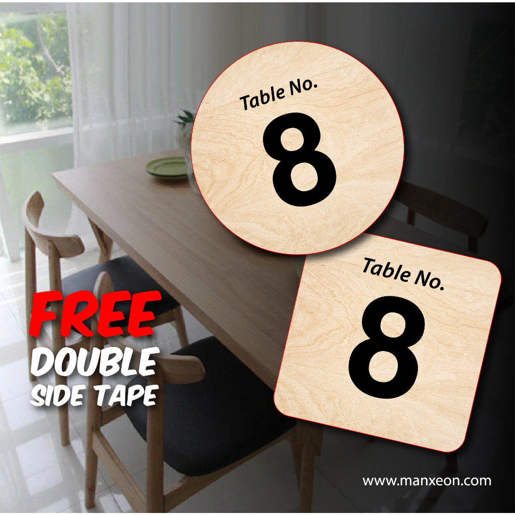 Table Number Wood Laser Engrave Cafe / Canteen / Dine in Table Number ...