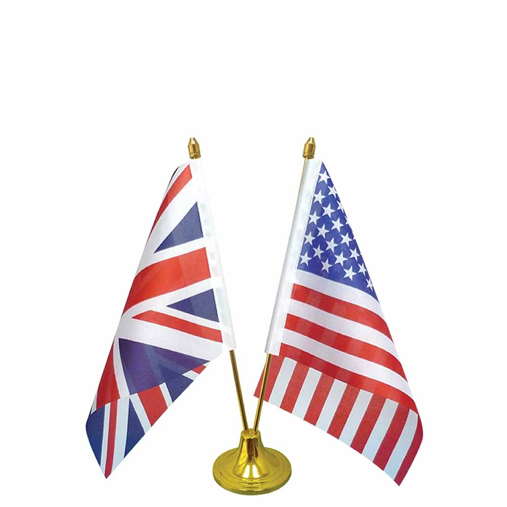 Table Flag Stand-Double ( Y Shape & Golden Round Base ) | Shopee Singapore