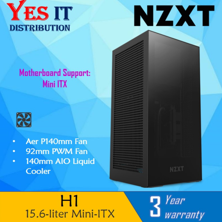 NZXT H1 MINI-ITX TEMPERED GLASS CHASSIS - BLACK ( CA-H16WR-B1-UK ...