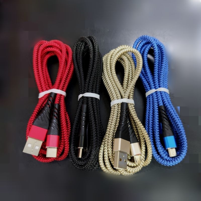 Kabel Cable Micro USB C Type C 2 Meter Panjang Light Color Nylon Red ...