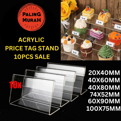 10PCS Acrylic Sign Display Holder Price Name Card Tag Label Stands SET ...