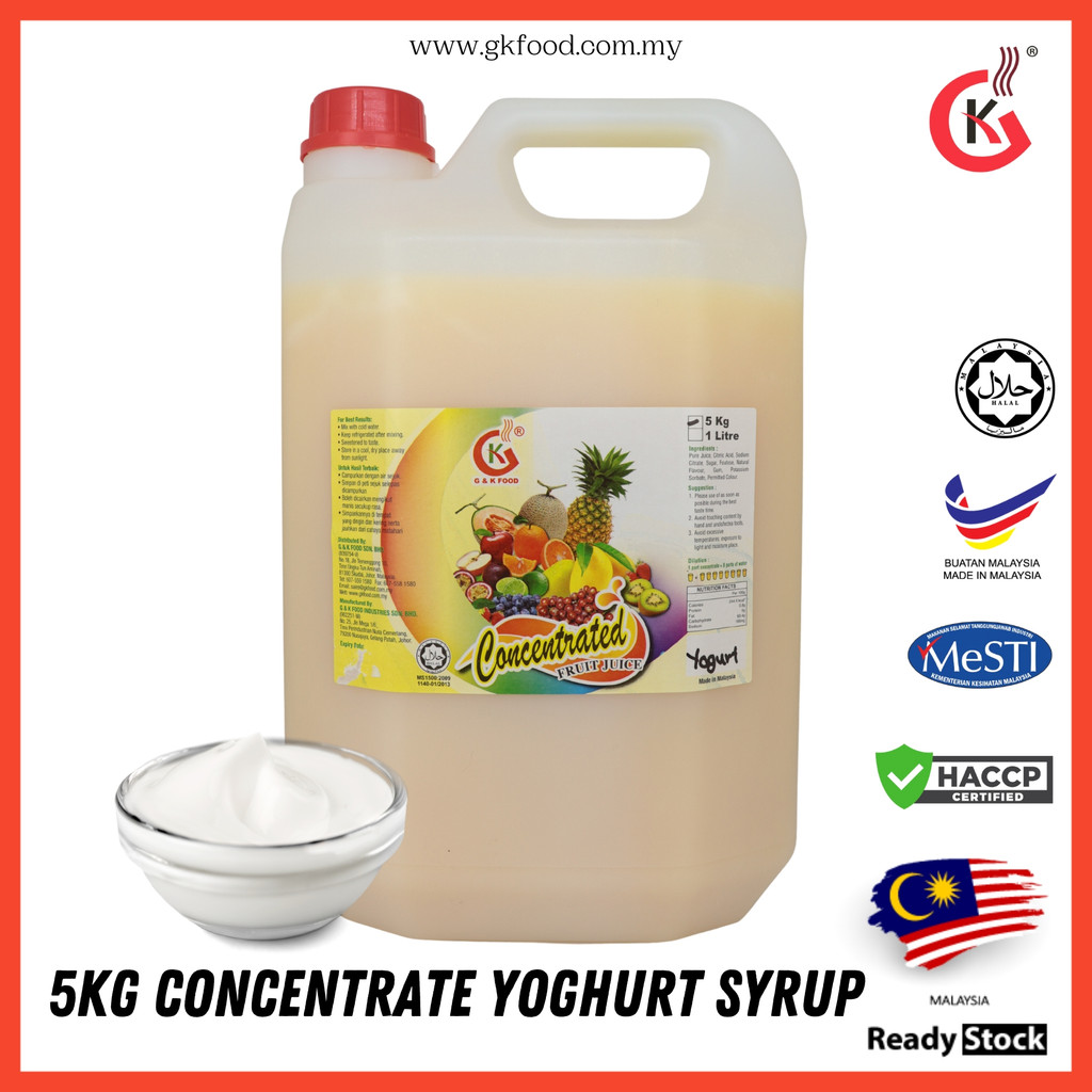 G&K 1:8 Concentrate Yoghurt Syrup 5kg(4L) | Syrup Yogurt Pekat Halal ...