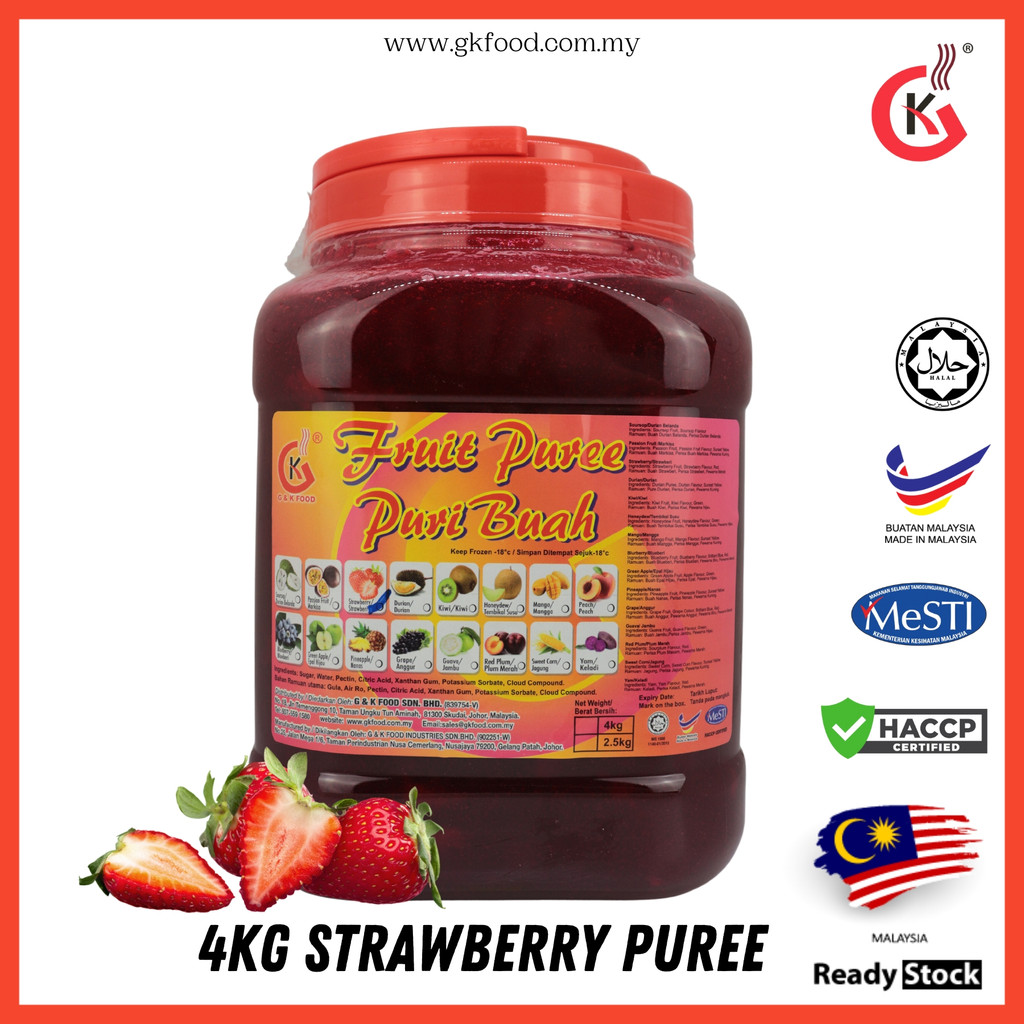 G&K Strawberry Puree 4kg | Puri Strawberi Pekat Halal | Strawberry ...
