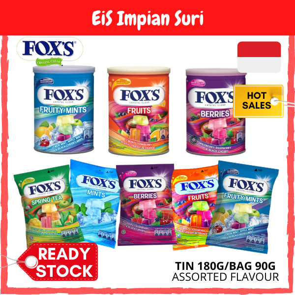 Fox's Crystal Candy Tin 180g / Bag 90g Fox Gula Gula Fox Candy Sweet Coklat Halal Indo | Shopee ...