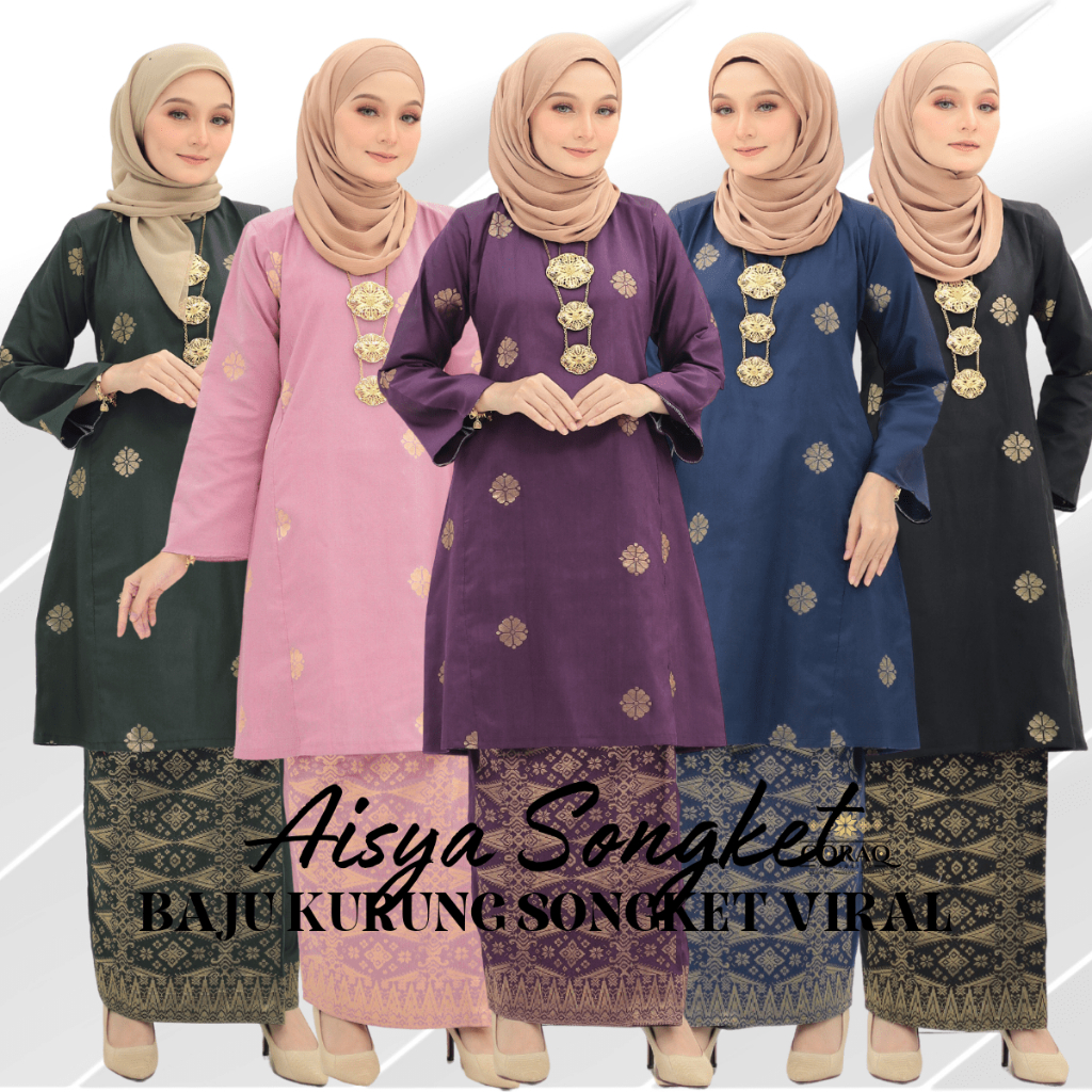 Baju KURUNG PAHANG SONGKET Weaving Flower Sow (SIZE S-XXL) | Shopee ...