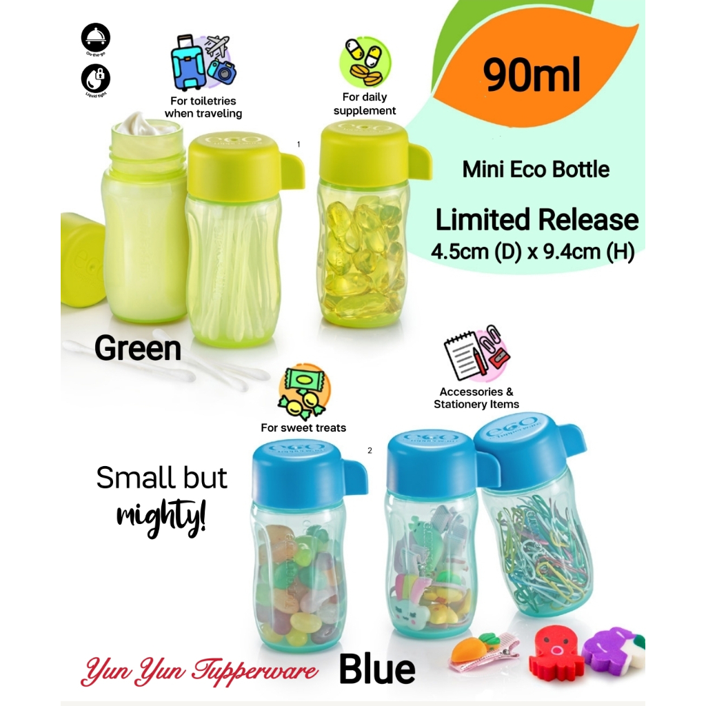 Tupperware Sweet Fun Eco Bottle / Mini Eco Bottle (90ml) - Green or Blue | Shopee Singapore