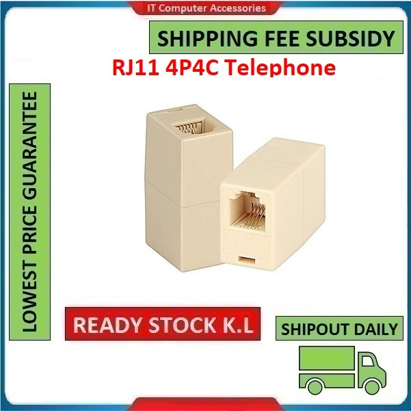 RJ11 Telephone Straight Coupler 4P4C Extender Joint Converter Plug ...