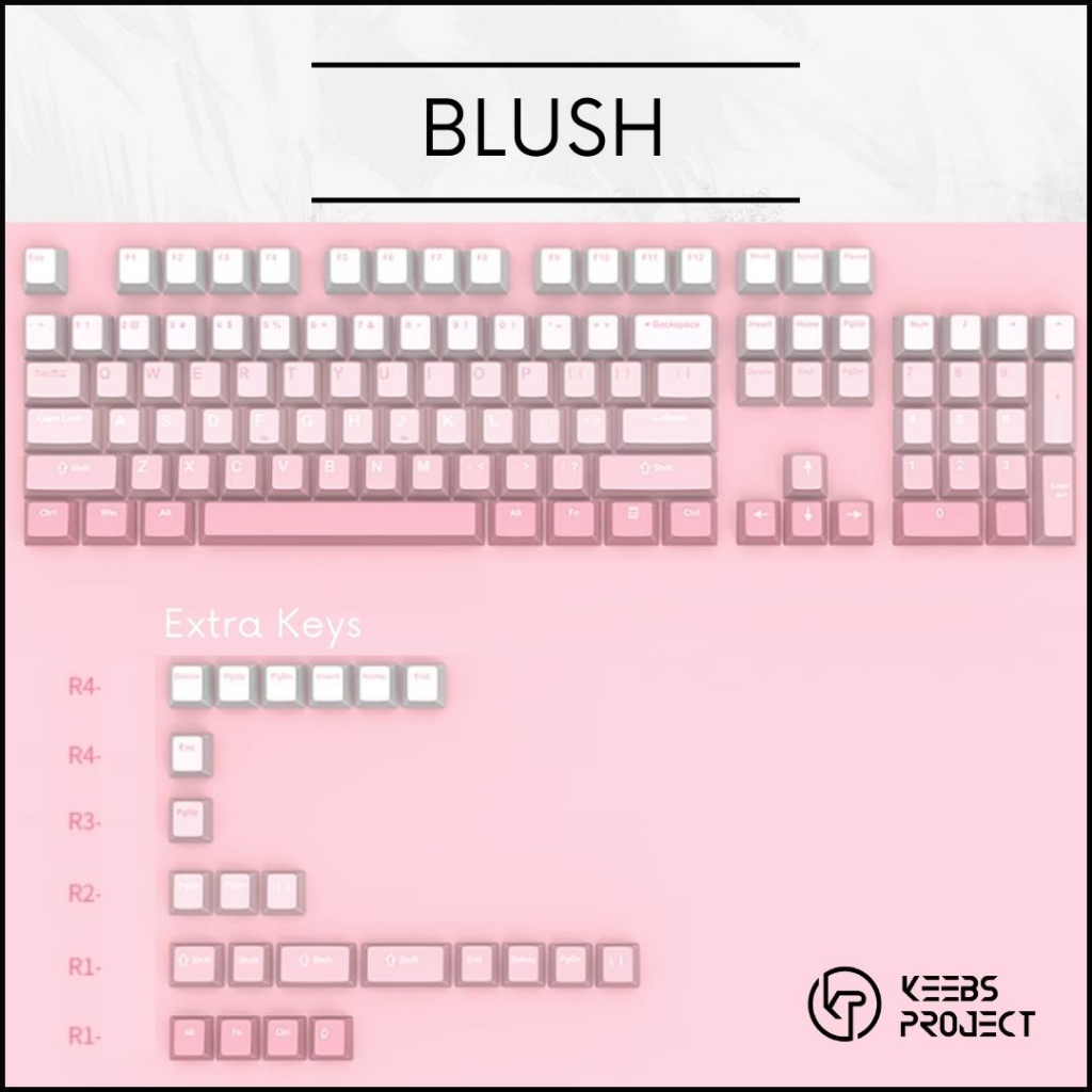 Blush Pink PBT Cherry Profile Gradient Keycap Set for Mechanical ...