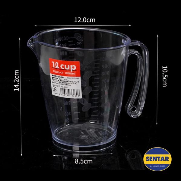 100% Japan KM6260 1000ml Acrylic Transparent Measuring Cup Graduated ...