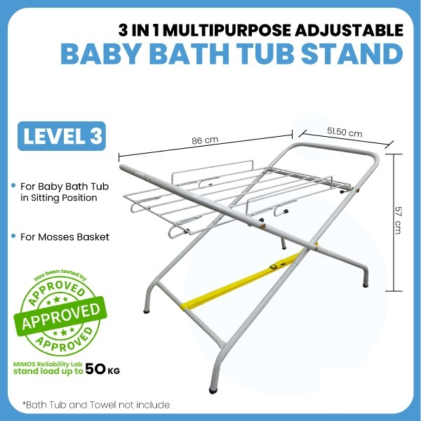 3 Level Adjustable Baby Bath Tub Stand with Sturdy and Durable | Shopee ...