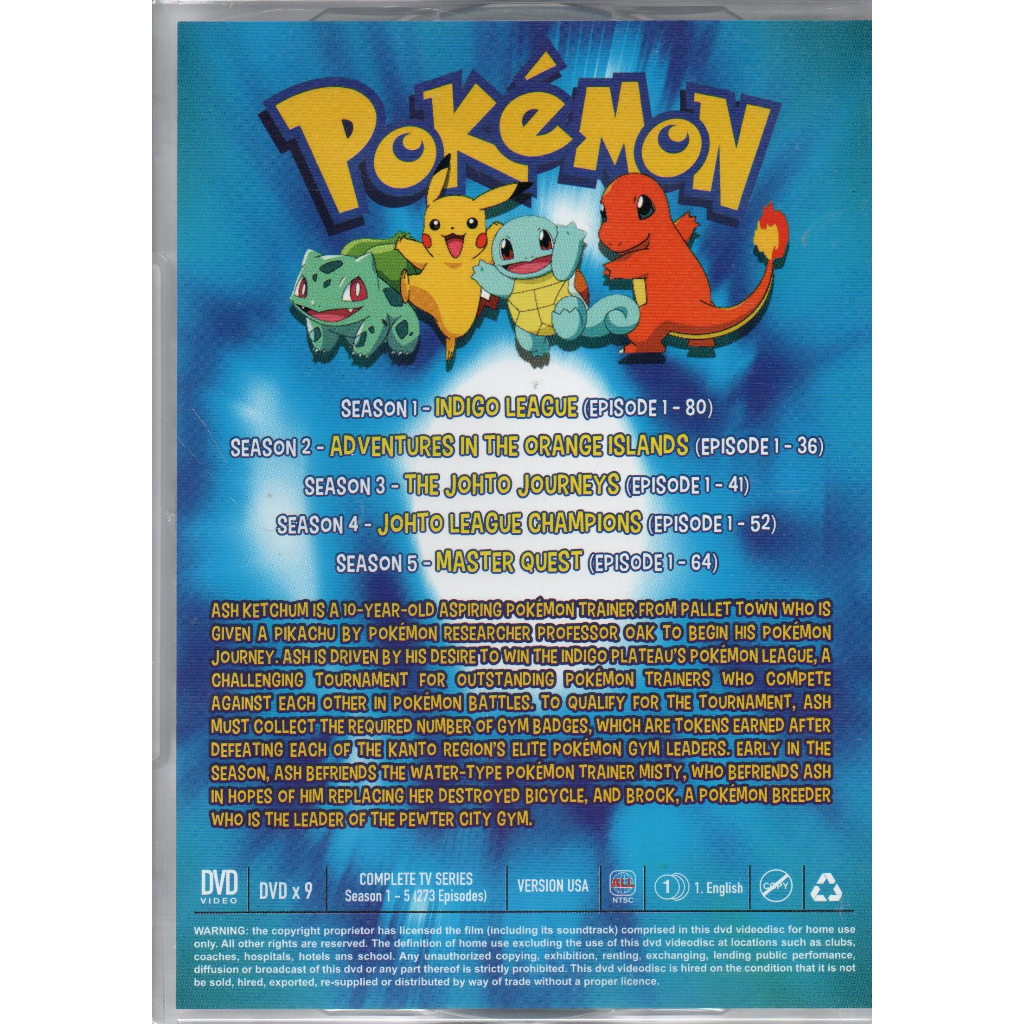 Anime DVD Pokemon Complete Series Season 1-25 Vol.1-1223 End (USA ...