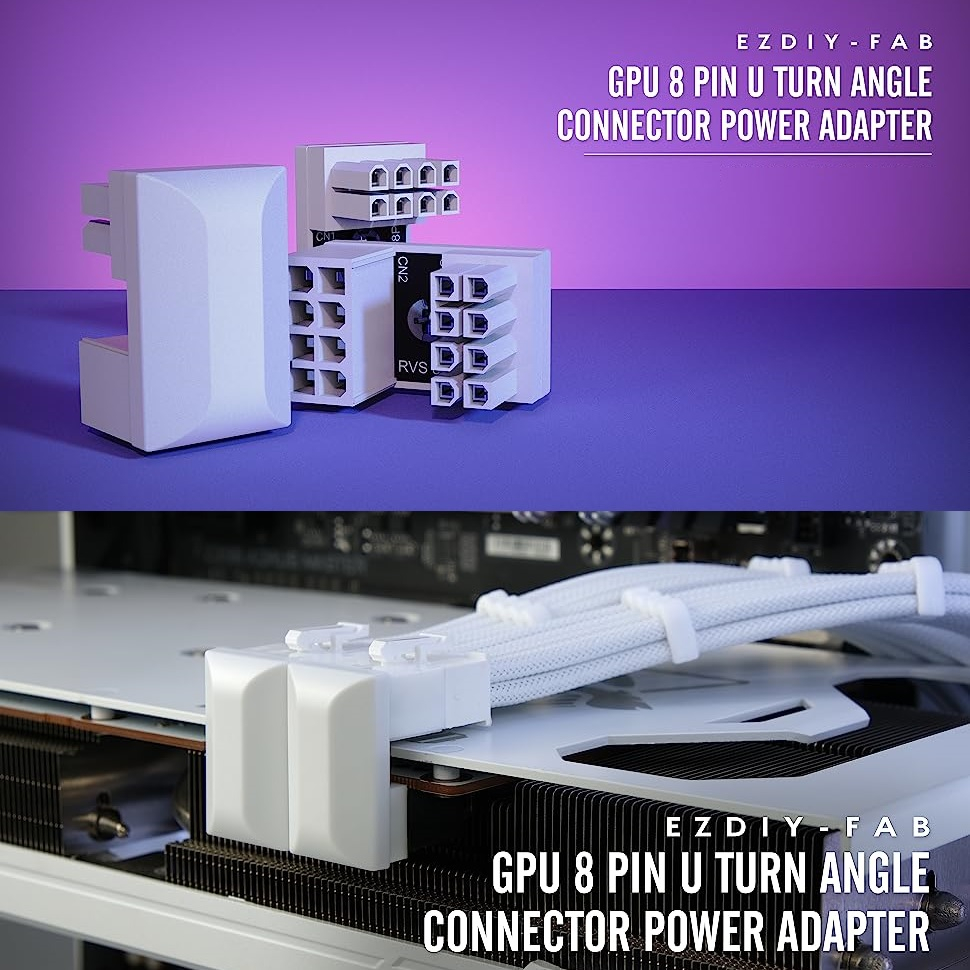 EZDIY-FAB High Quality Premium GPU PCIe 8 Pin U Turn 180 Degree Angle ...