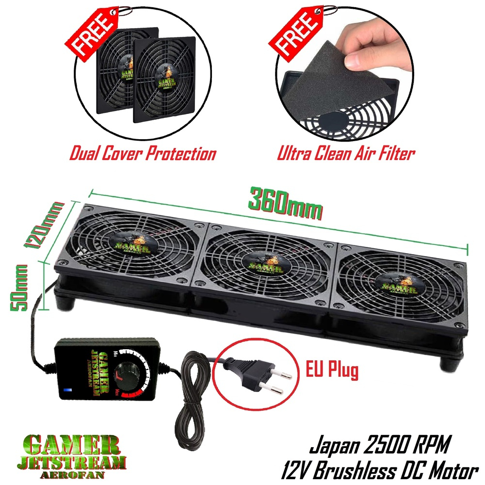 With&Non Speed-3 Fan GAMER JETSTREAM AEROFAN Electric 12V Super Silent ...